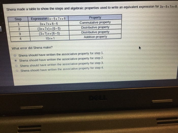 Solved a table to show the steps and algebraic properties | Chegg.com