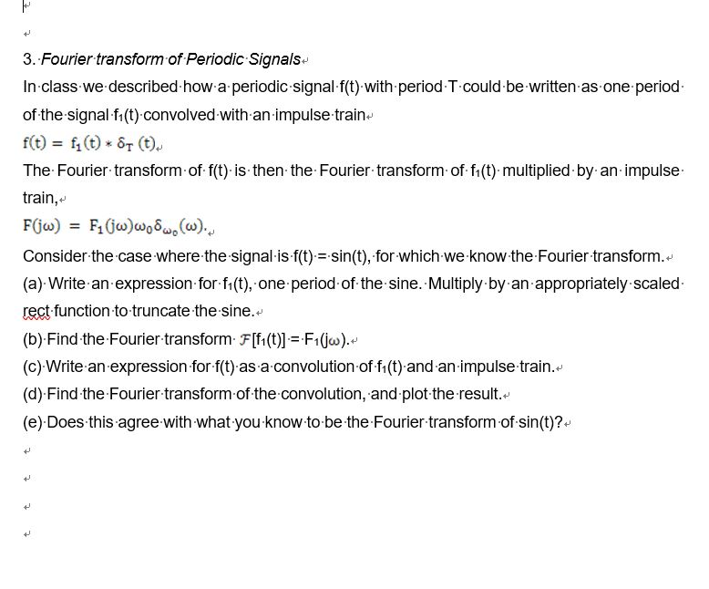 3. Fourier transform of Periodic Signals- | Chegg.com