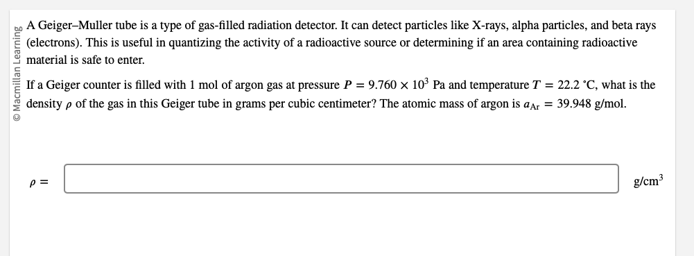 Solved A Geiger-Muller tube is a type of gas-filled | Chegg.com