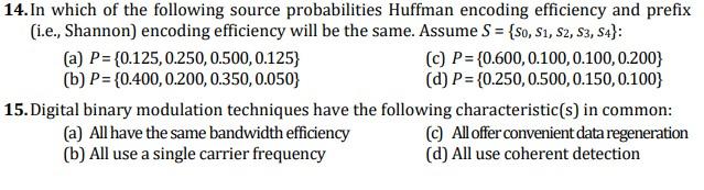 Solved 14. In which of the following source probabilities | Chegg.com