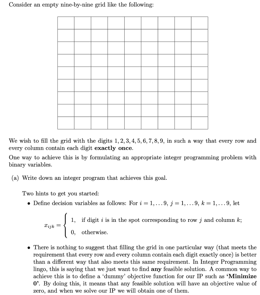 Consider an empty nine-by-nine grid like the | Chegg.com