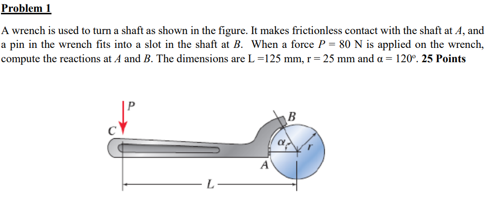Solved Problem 1 A wrench is used to turn a shaft as shown | Chegg.com