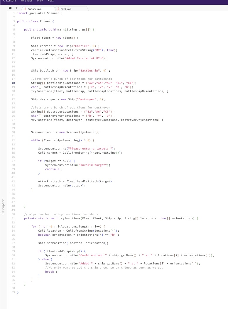 Solved For this task you will need to implement a Fleet | Chegg.com