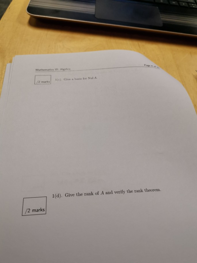 Solved Mathematics 1B: Algebra /2 markel 10). Give a basis | Chegg.com