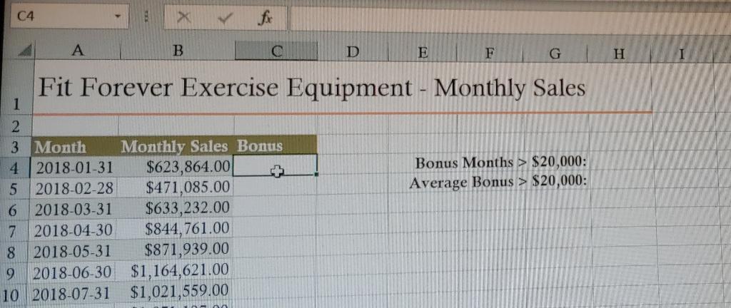 Solved In cell C4, enter a formula using a nested IF | Chegg.com