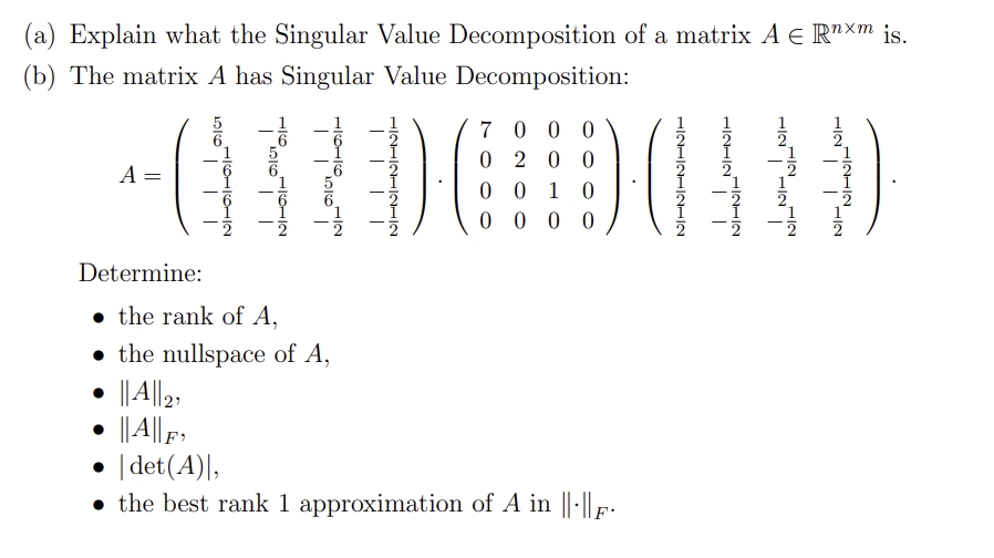 Solved (a) Explain what the Singular Value Decomposition of | Chegg.com