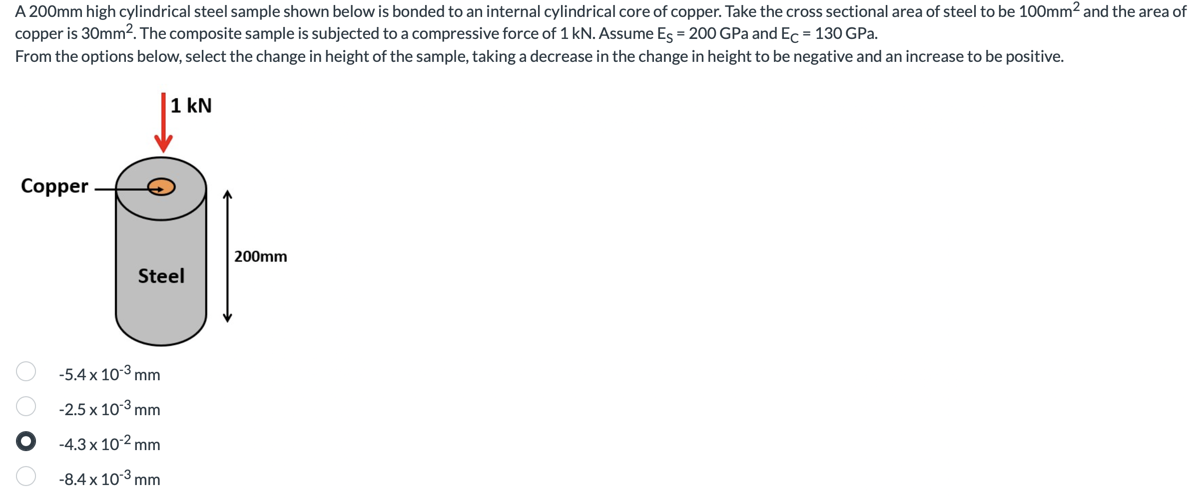 Solved A 200mm high cylindrical steel sample shown below is | Chegg.com