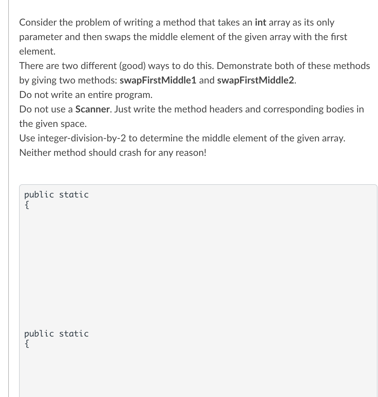 Solved Consider the problem of writing a method that takes | Chegg.com