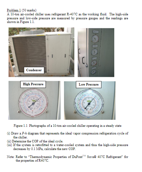 Solved Problem 1 (50 marks) A 10 -ton air-cooled chiller | Chegg.com