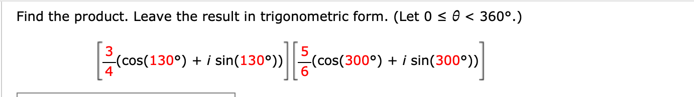 Solved Find the product. Leave the result in trigonometric | Chegg.com