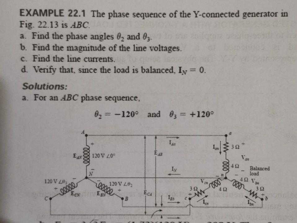 Solved EXAMPLE 22.1 The phase sequence of the Y-connected | Chegg.com