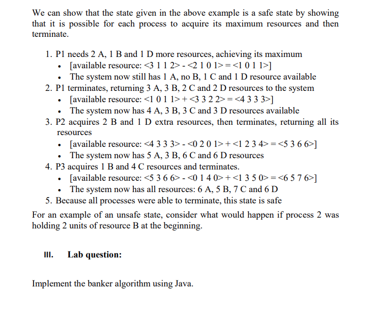 Solved Lab 04 Deadlock Avoidance Banking Algorithm I