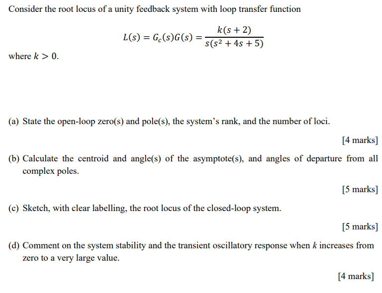 Solved Consider the root locus of a unity feedback system | Chegg.com