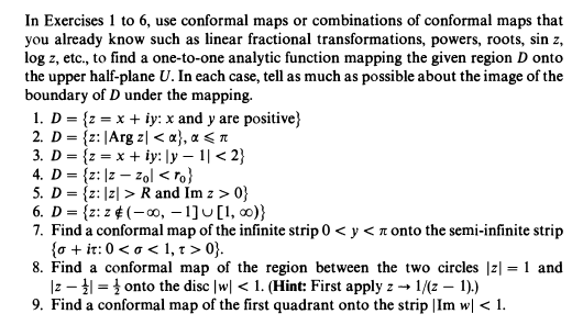 In Exercises 1 to 6, use conformal maps or | Chegg.com