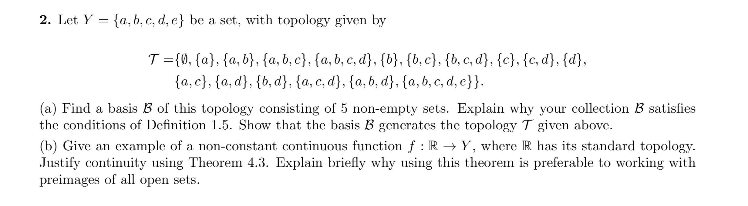 Solved Theorem 4.3: Let X and Y be topological spaces and | Chegg.com