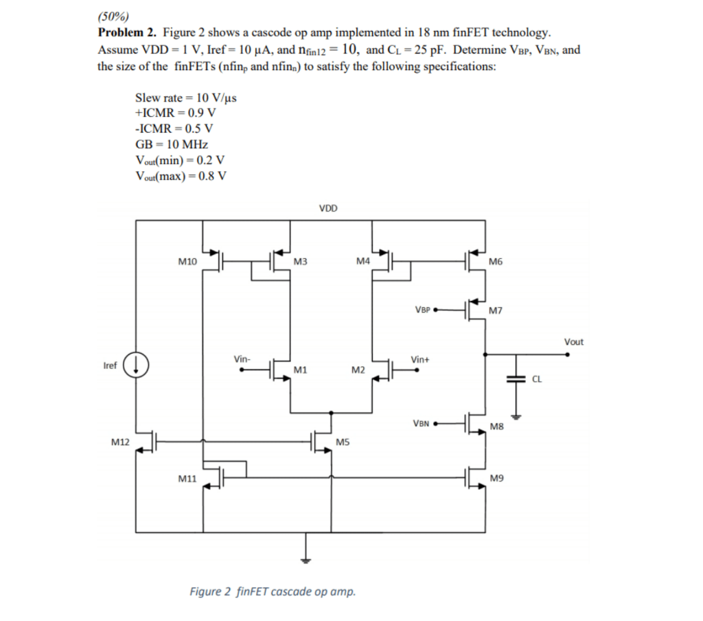 Please determine Vbp, Vbn, and the size of the | Chegg.com