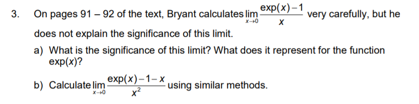 Solved 3. x x lim exp(x) -1 very carefully, but he On pages | Chegg.com