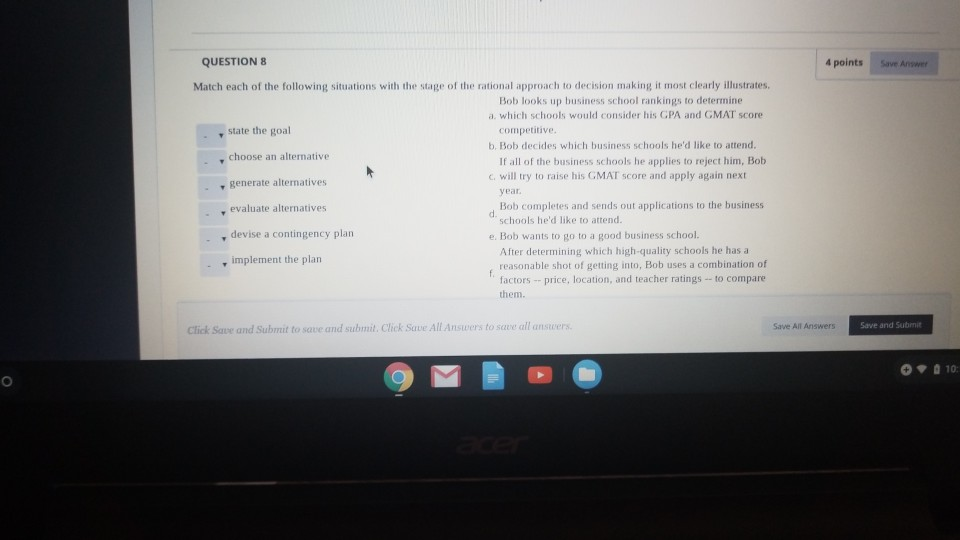 Solved QUESTION 8 4 points Save Answer Match each of the | Chegg.com