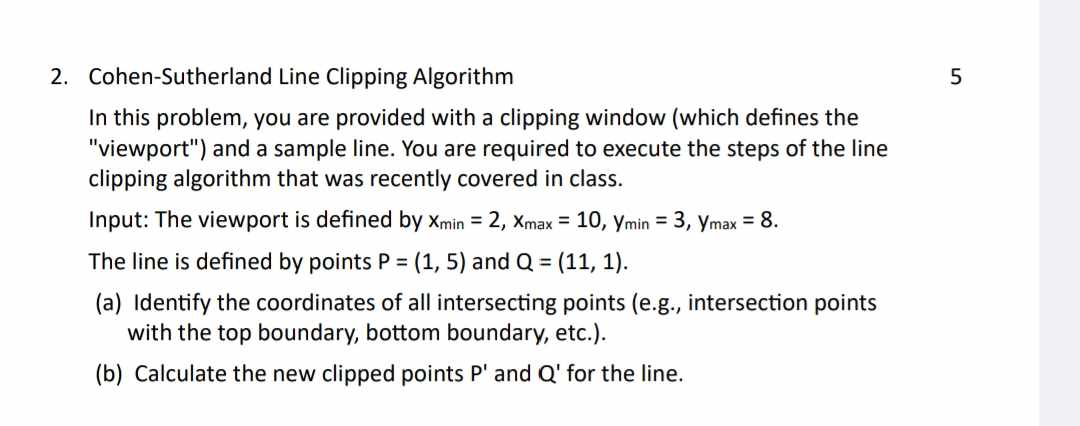 Solved Cohen-Sutherland Line Clipping AlgorithmIn this | Chegg.com