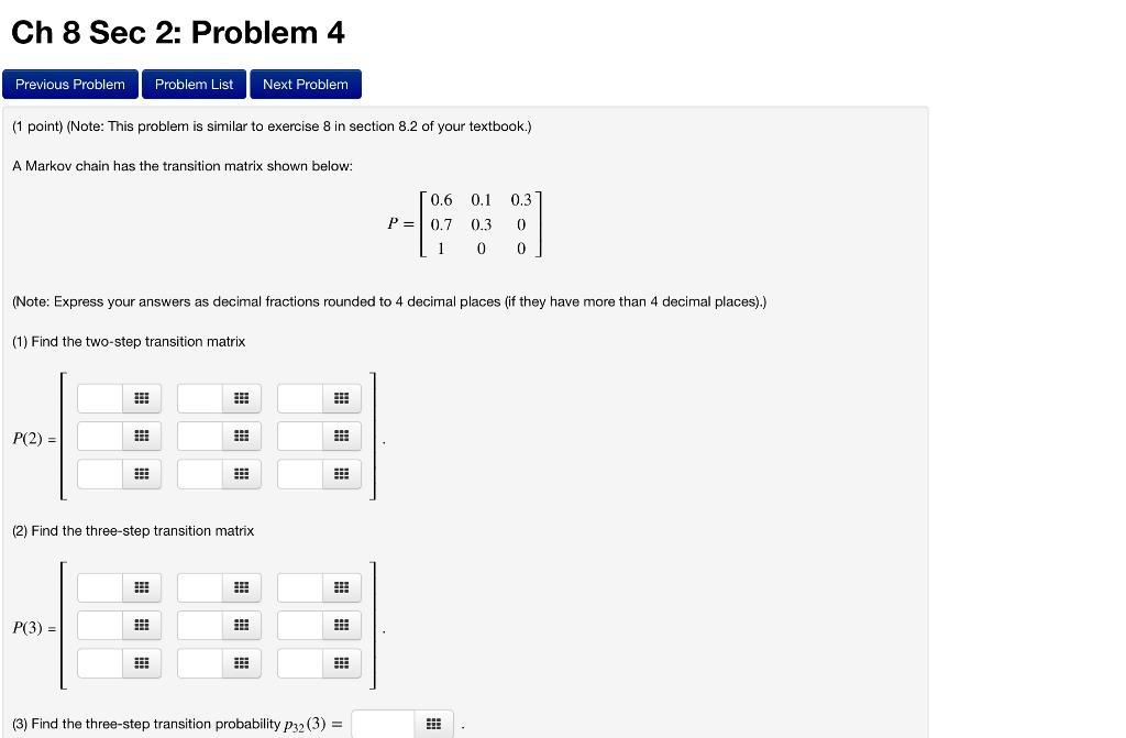 Solved Ch 8 Sec 2: Problem 4 Previous Problem Problem List | Chegg.com