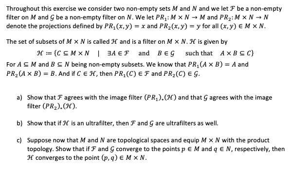 Throughout this exercise we consider two non-empty | Chegg.com