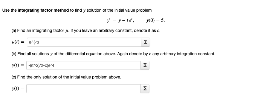 Solved Use the integrating factor method to find y solution | Chegg.com