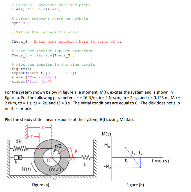 $ clear all previous data and plots clear; clc; close | Chegg.com