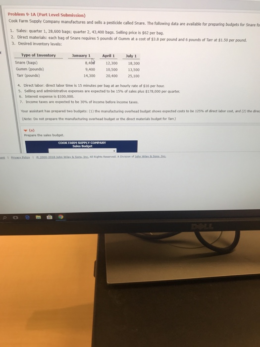Solved Problen, 9. 1A (part level Submission) Cook Farm | Chegg.com