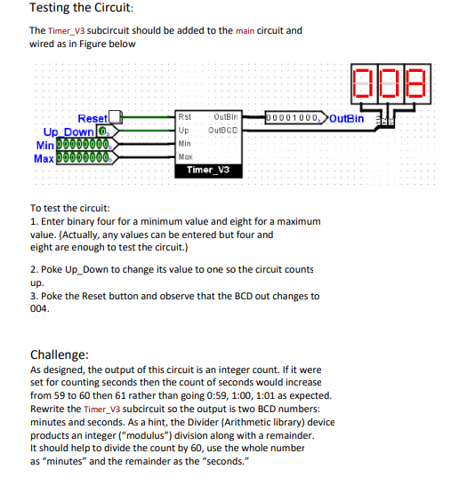 Solved Testing the Circuit: The Timer_v3 subcircuit should | Chegg.com