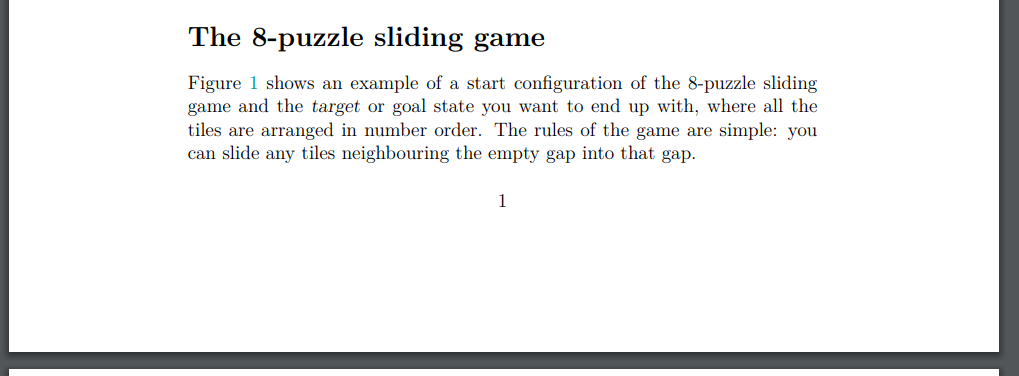 The 8-puzzle sliding game Figure 1 shows an example | Chegg.com