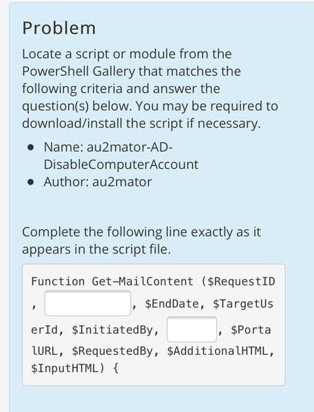 Solved Problem Locate a script or module from the PowerShell | Chegg.com