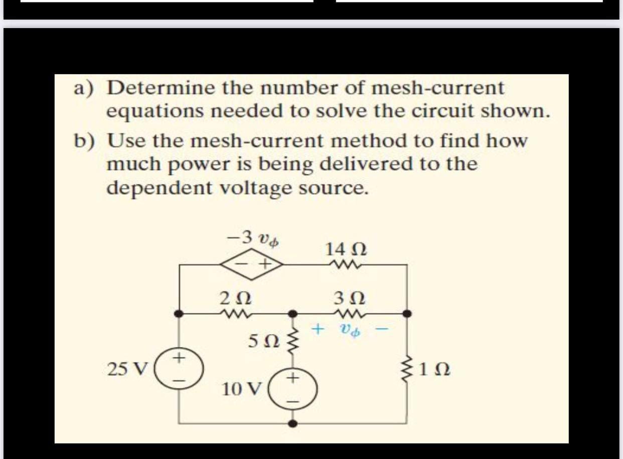 Solved a) Determine the number of mesh-current equations | Chegg.com