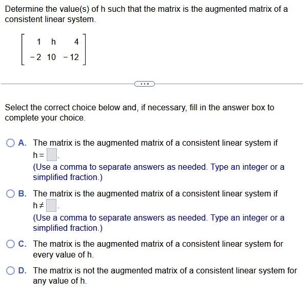 Solved Determine the value(s) of h such that the matrix is | Chegg.com