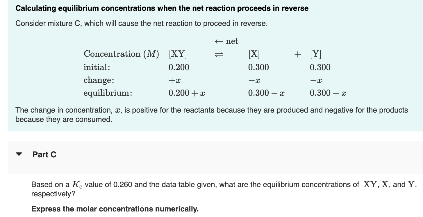 Solved Calculating equilibrium concentrations when the net | Chegg.com