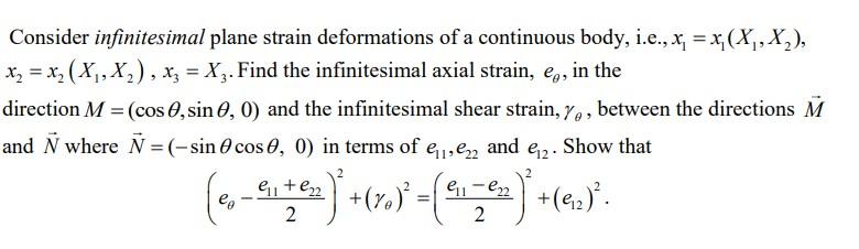 Solved Consider infinitesimal plane strain deformations of a | Chegg.com