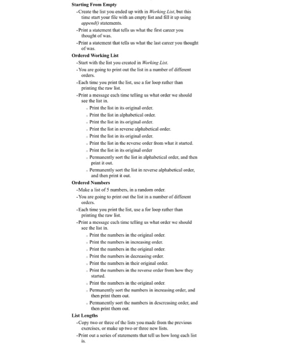 Solved Starting From Empty Create the list you ended up with | Chegg.com