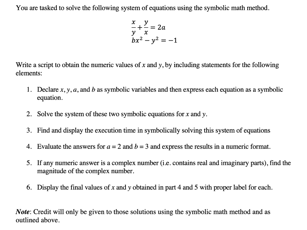 You are tasked to solve the following system of | Chegg.com