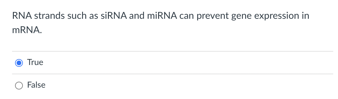 Solved RNA strands such as siRNA and miRNA can prevent gene | Chegg.com