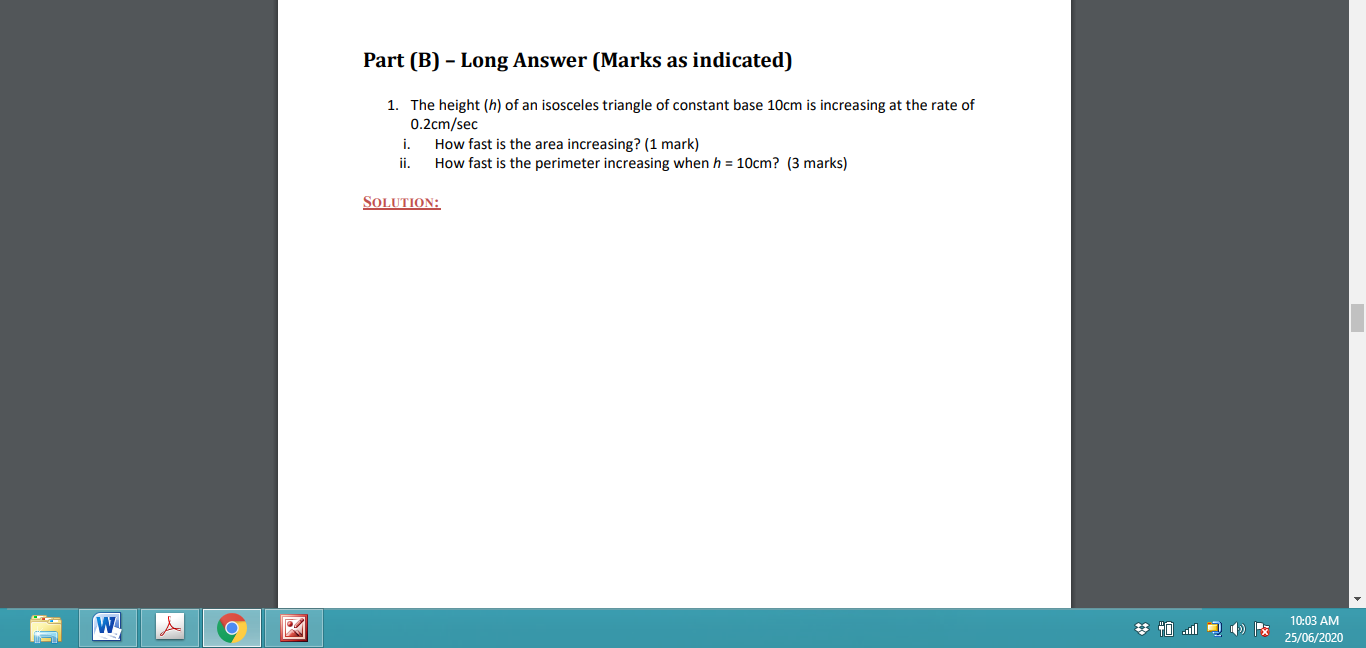 Solved Part (B) - Long Answer (Marks as indicated) 1. The | Chegg.com