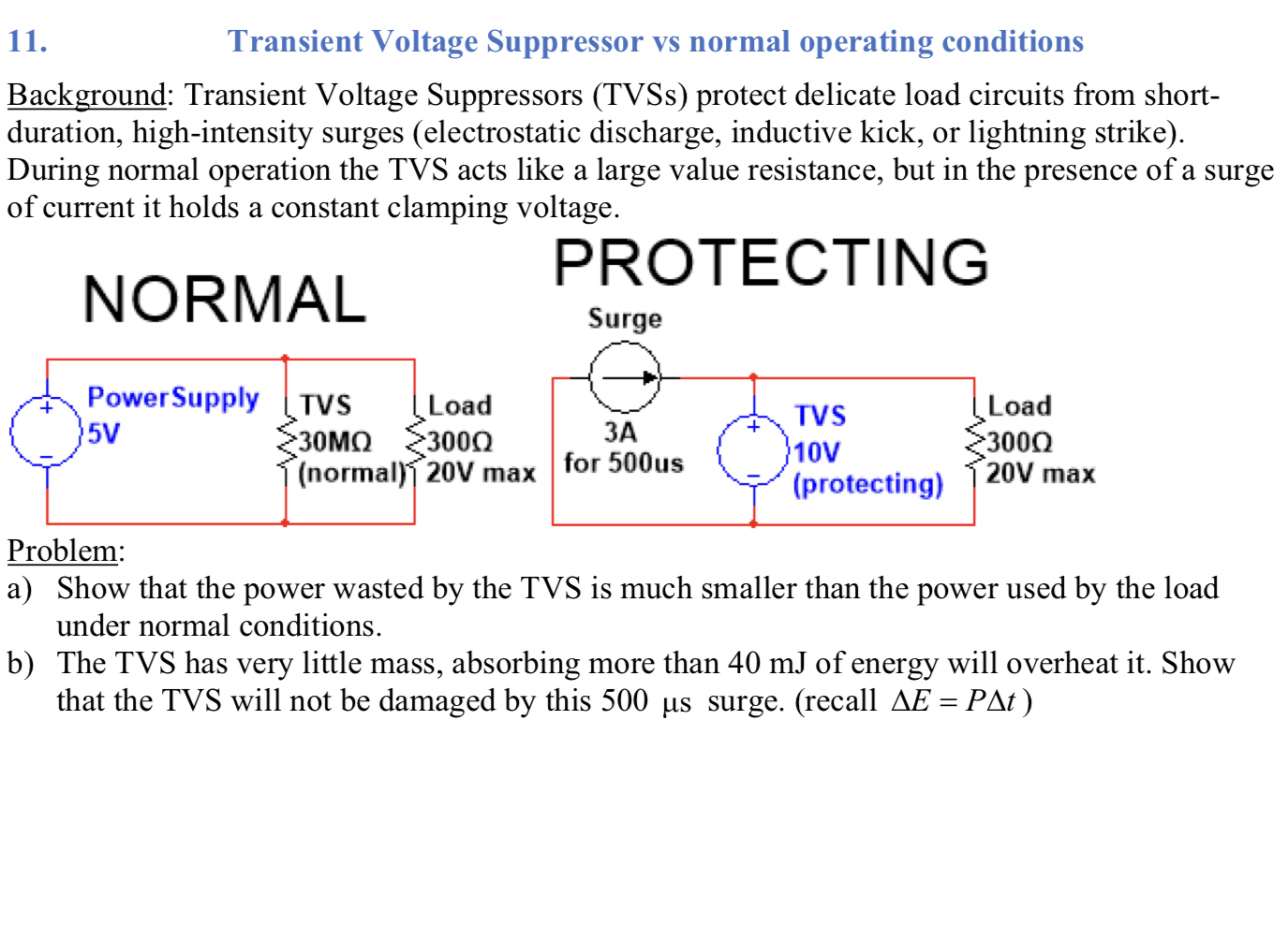 Solved Background: Transient Voltage Suppressors (TVSs) | Chegg.com
