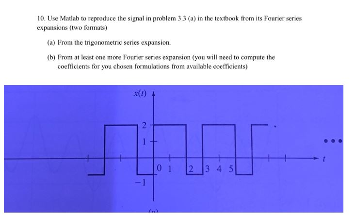 Solved 10. Use Matlab to reproduce the signal in problem 3.3 | Chegg.com