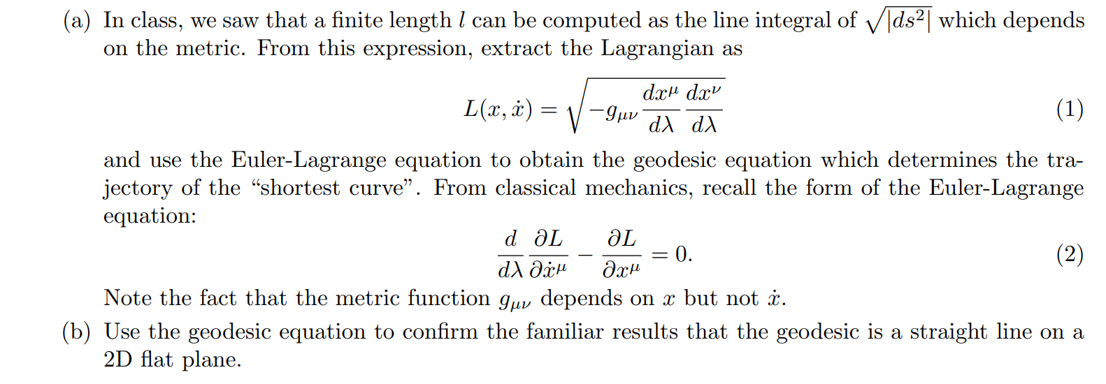 Solved (a) In class, we saw that a finite length l can be | Chegg.com