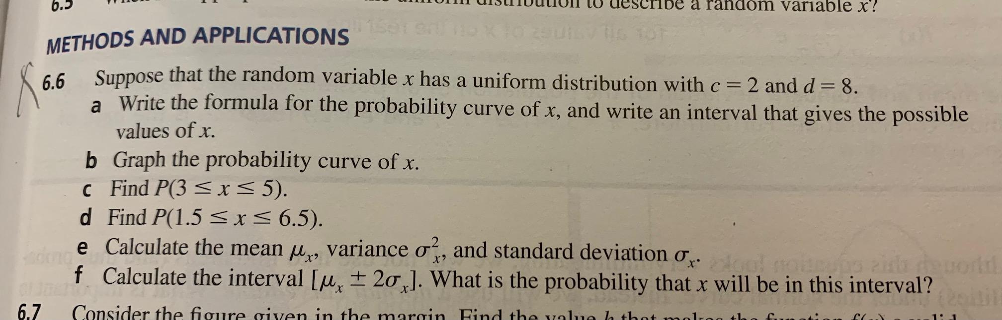 Solved be a random variable x? METHODS AND APPLICATIONS 6.6 | Chegg.com