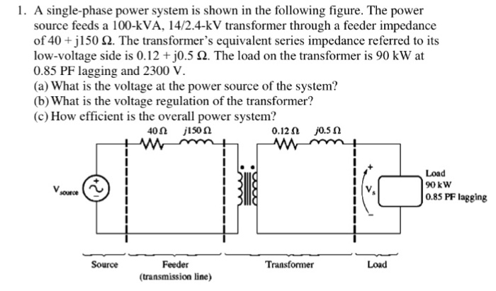 Solved A single-phase power system is shown in the following | Chegg.com