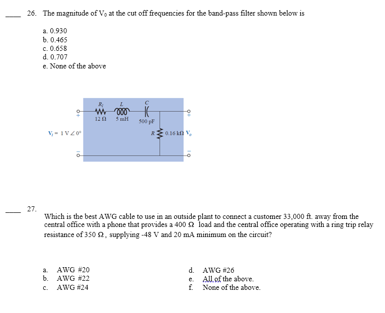 Solved 21. What is the Q of the complete RLC tuned circuit | Chegg.com