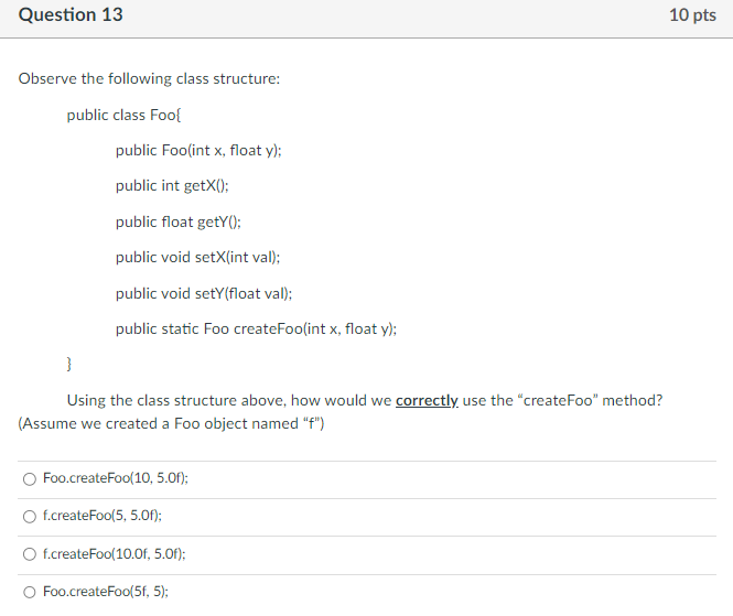Solved Observe the following class structure: public class | Chegg.com