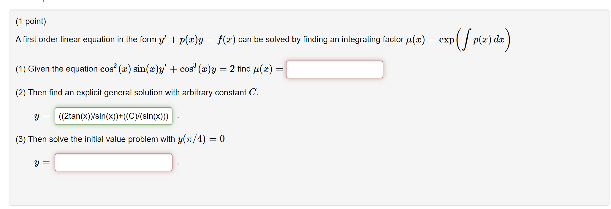 Solved A First Order Linear Equation In The Form 1314