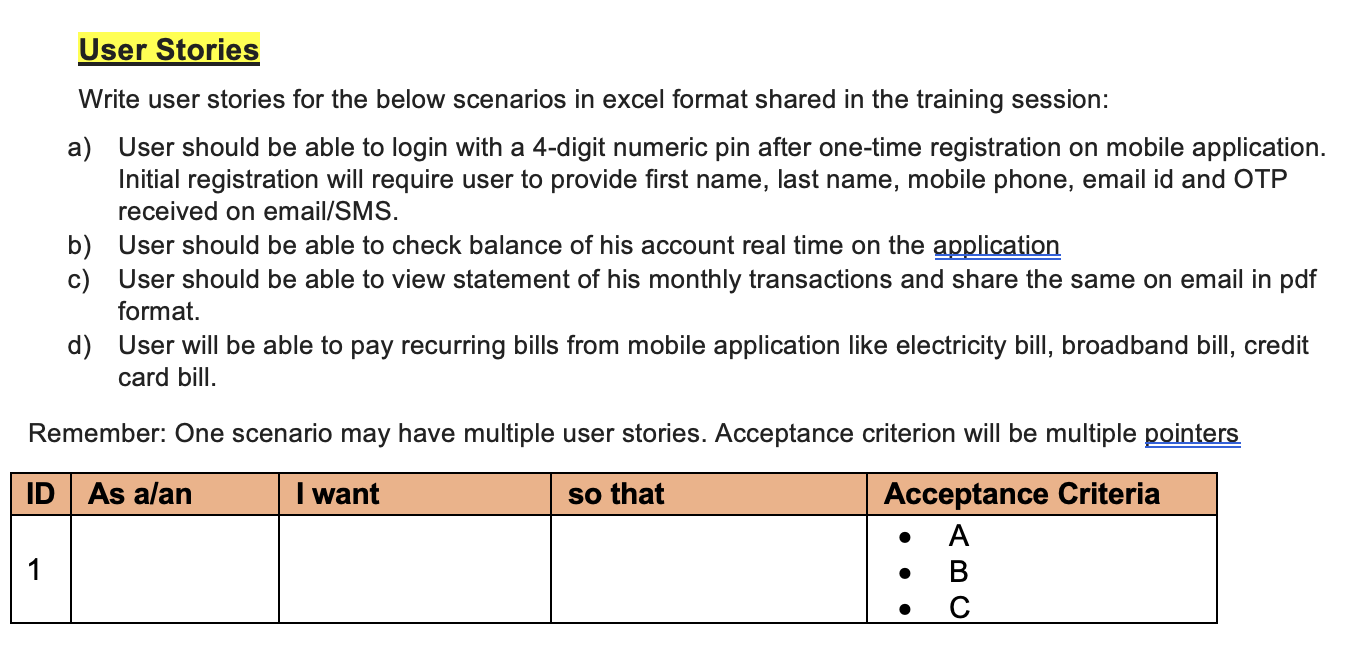 Solved User Stories Write user stories for the below | Chegg.com