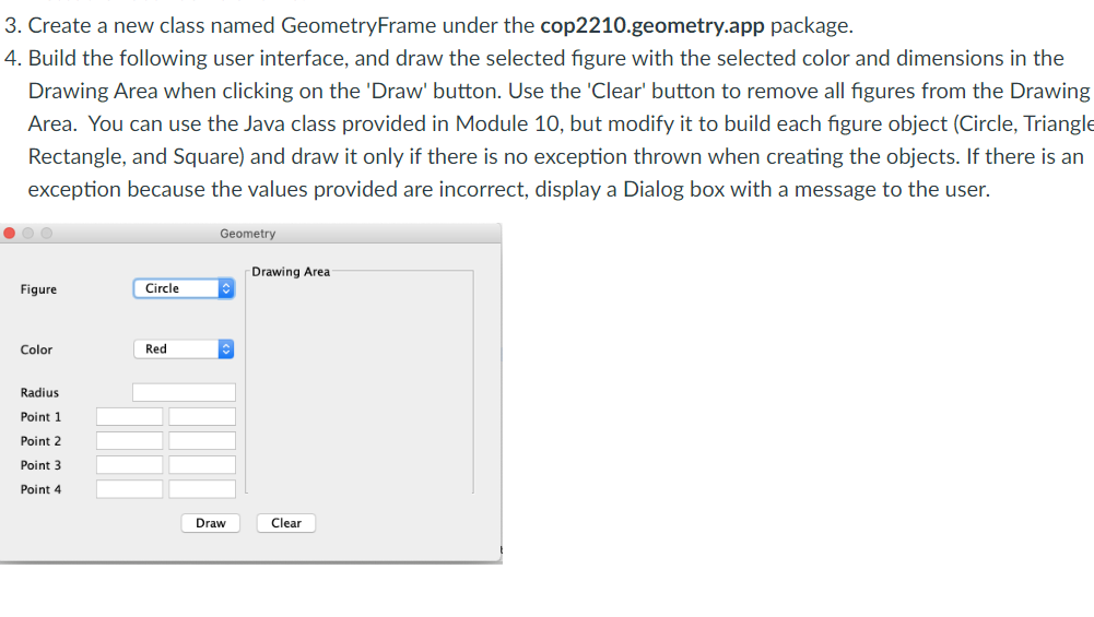 3. Create a new class named GeometryFrame under the | Chegg.com