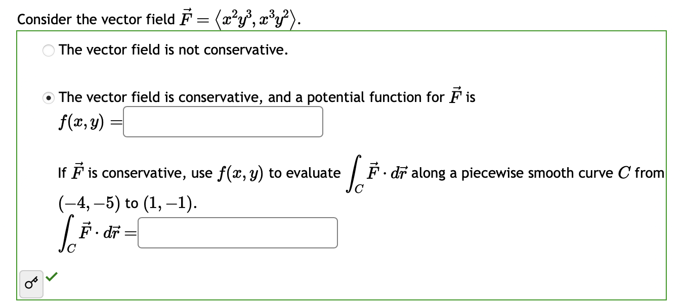 Solved Consider the vector field F= x2y3,x3y2 . The vector | Chegg.com